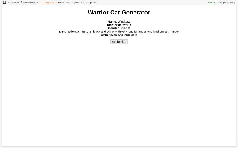 Warrior Cat Generator