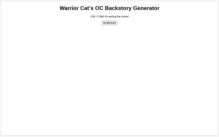 Warrior Cat's OC Backstory Generator