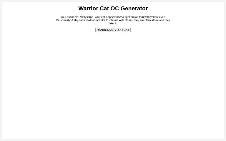 Warrior Cat OC Generator
