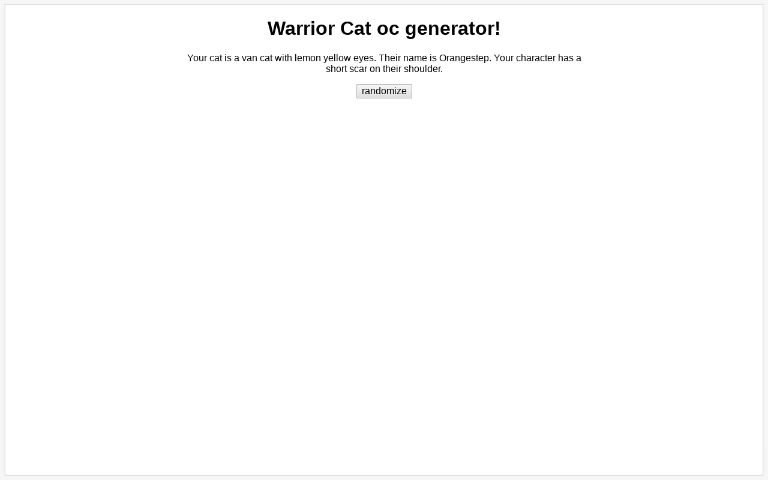 Warrior Cat oc generator!
