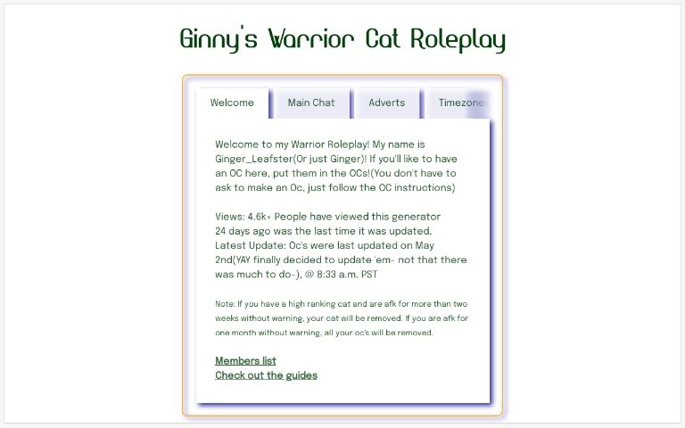 Warrior Cat Roleplay Center