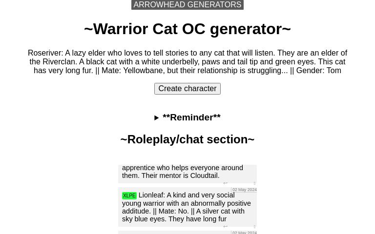 ~Warrior Cat OC generator~