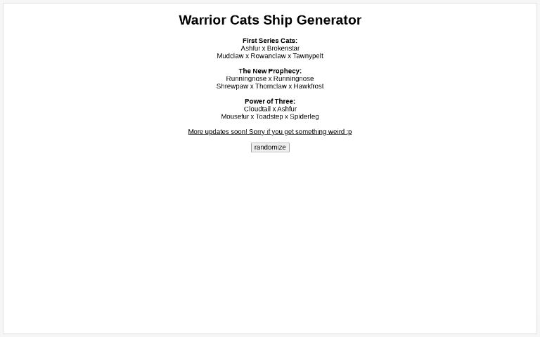 Warrior Cats Ship Generator