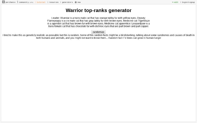 Warrior top-ranks generator