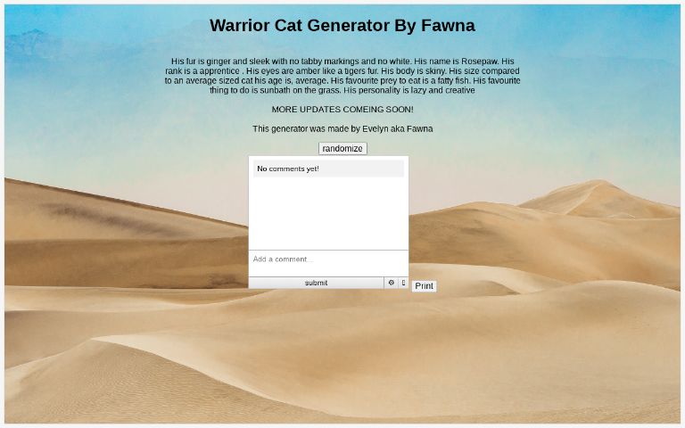warrior-cats---- ― Perchance Generator