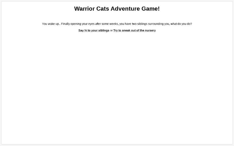 Warrior Cats Adventure Game! ― Perchance Generator