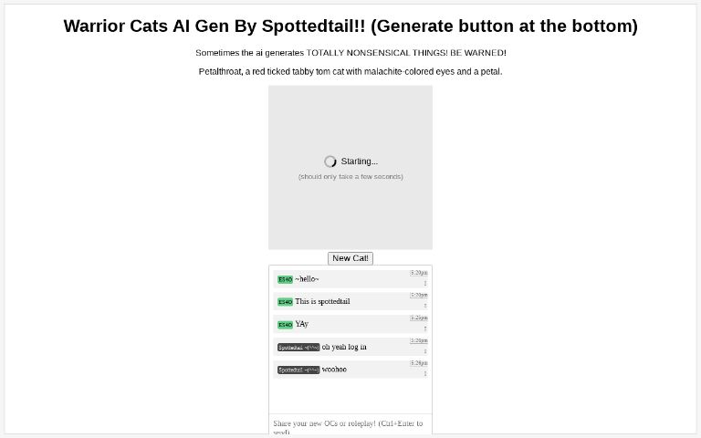 Warrior Cats AI Generator By Spottedtail