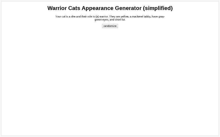 Warrior Cats Appearance Generator (simplified)