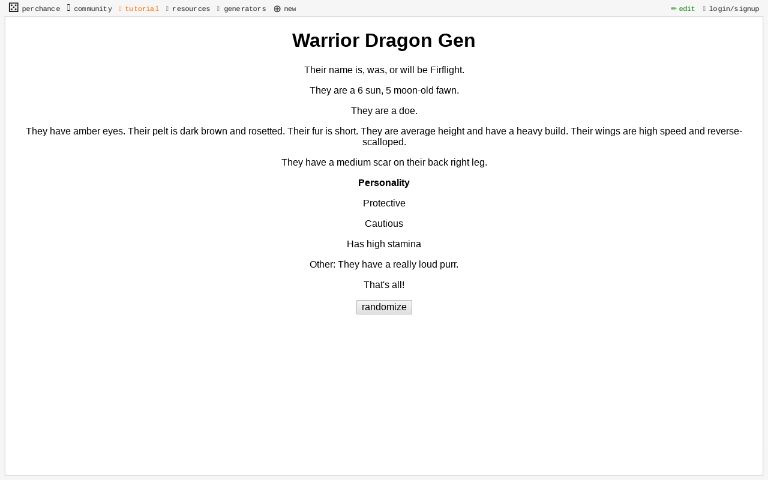 Warrior Dragon Gen ― Perchance Generator