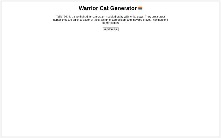 Warrior Cat Generator