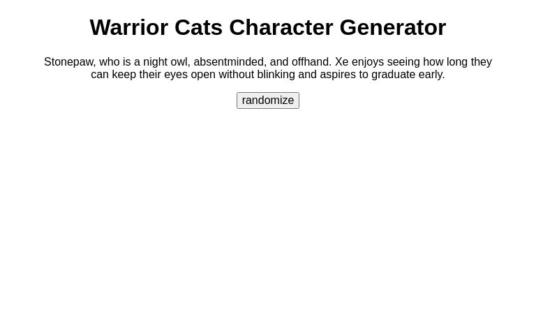 Warrior Cats Character Generator