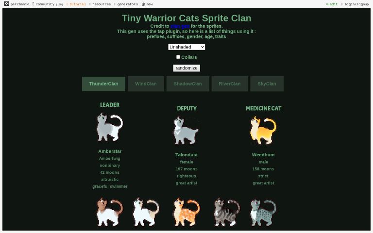 Tiny Warriors Clan ― Perchance Generator