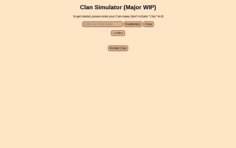 Clan Simulator (Major WIP) ― Perchance Generator