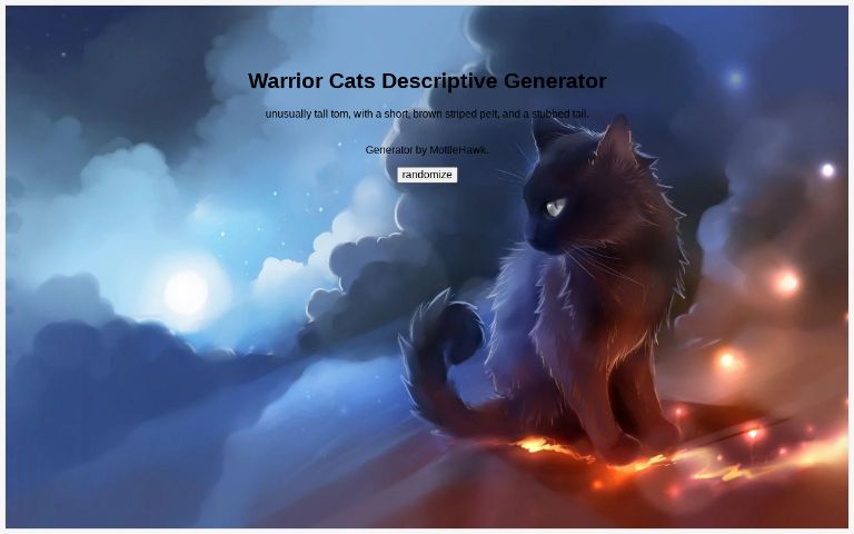 Warrior Cats Descriptive Generator