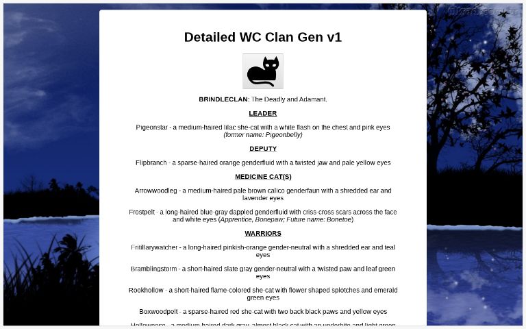Detailed WC Clan Gen v1 ― Perchance Generator