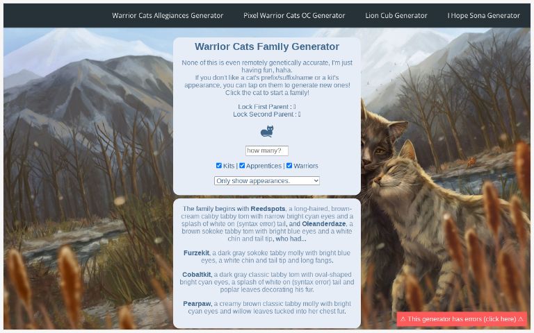 Warrior Cats Family Generator