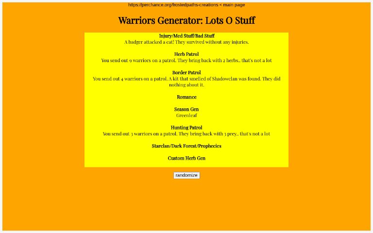 Warriors Generator: Lots O Stuff