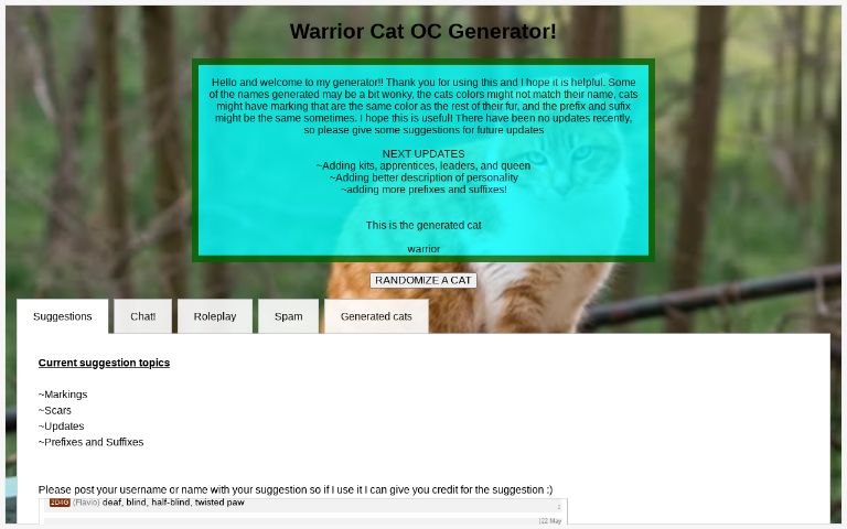 Warrior Cat OC Generator!