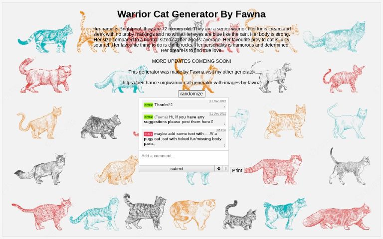 Warrior Cat Generator By Fawna