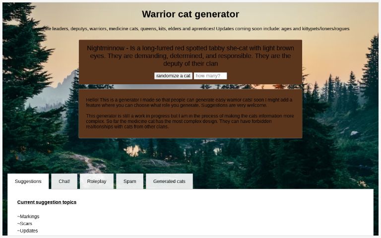 Warrior cat generator