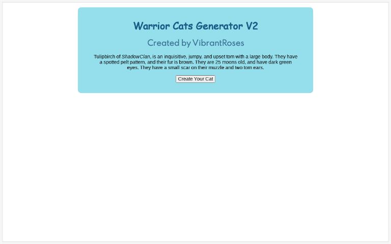 Warrior Cats Generator V2