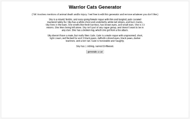 Warrior Cats Generator