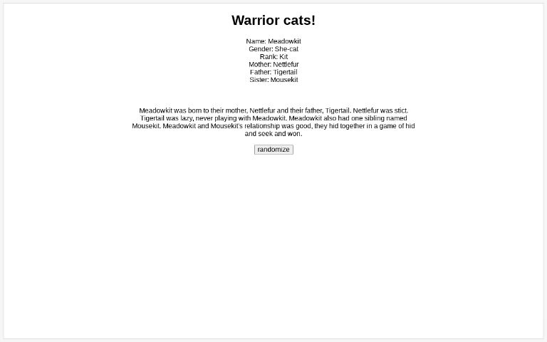 Warrior cats! ― Perchance Generator
