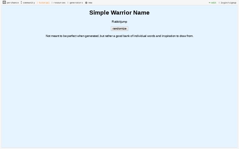Simple Warrior Name ― Perchance Generator