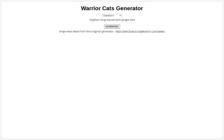 Warrior Cats Generator