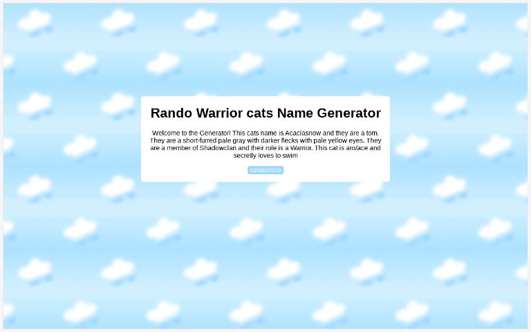 Rando Warrior cats Name Generator