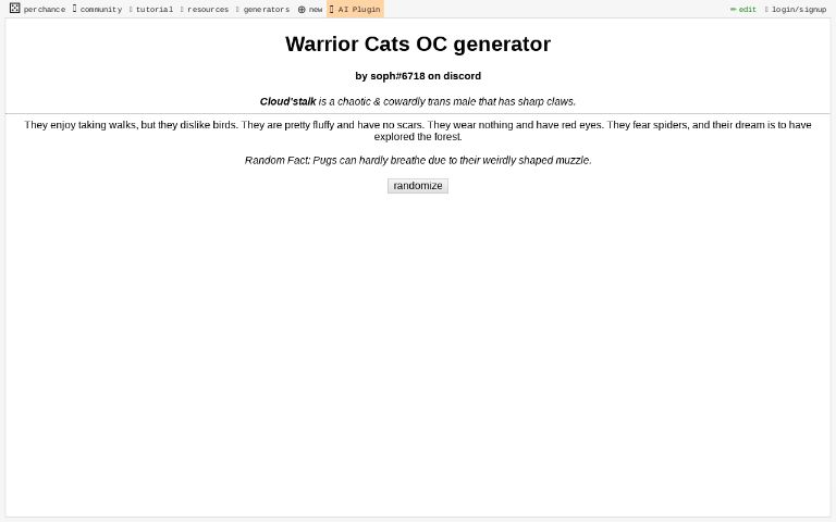 Warrior Cats OC generator