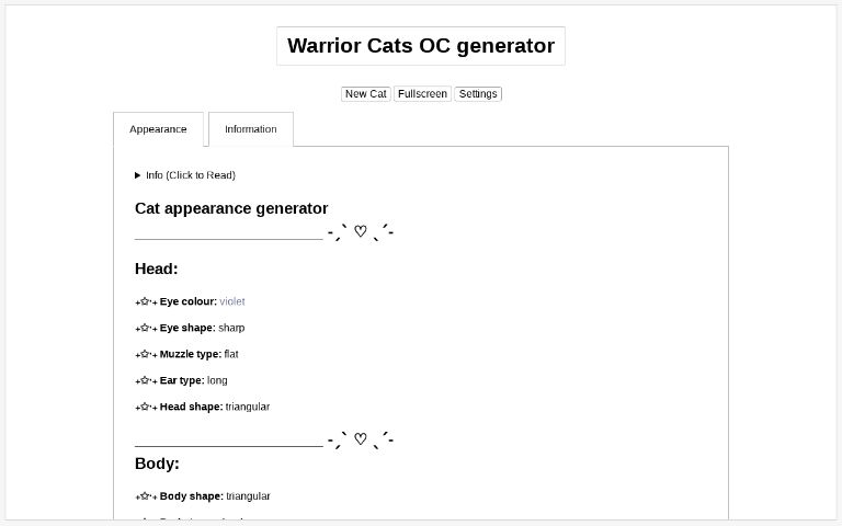 Warrior Cats OC generator