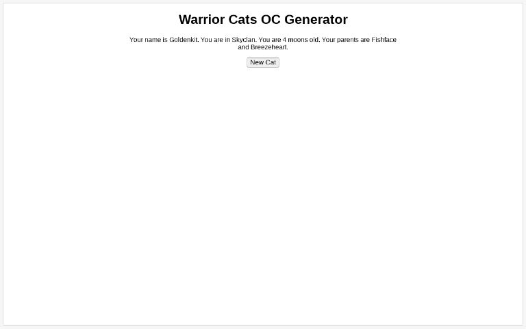 Warrior Cats OC Generator