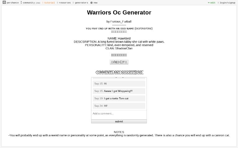 Warriors Oc Generator