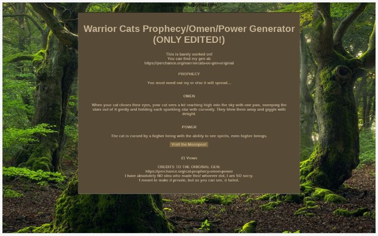 Warrior Cats Prophecy/Omen/Power Generator (ONLY EDITED!)