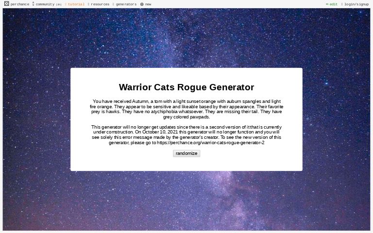 Warrior Cats Rogue Generator