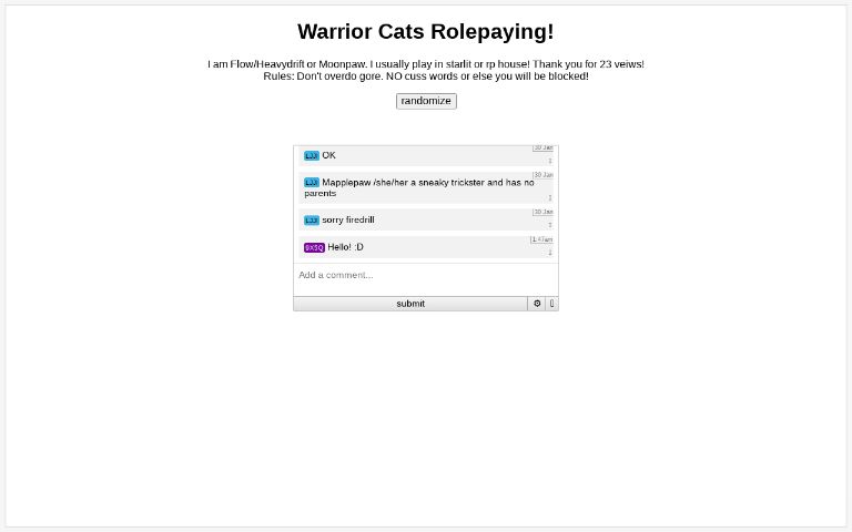 Warrior Cats Rolepaying! ― Perchance Generator