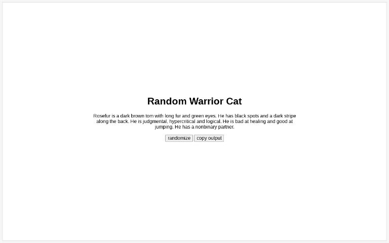 Random Warrior Cat ― Perchance Generator