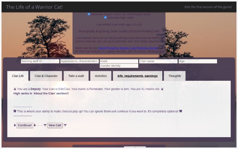 The Life of a Warrior! ― Perchance Generator