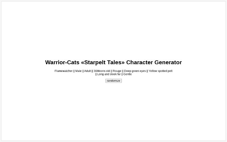 Warrior-Cats «Starpelt Tales» Character Generator