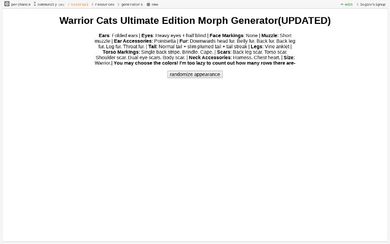 Warrior Cats Ultimate Edition Morph Generator(UPDATED)