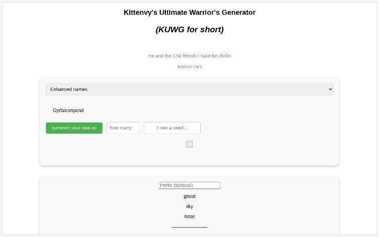 Kittenvy's Generator Hub ― Perchance
