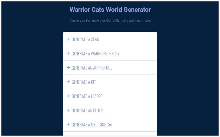 Warrior Cats World Generator