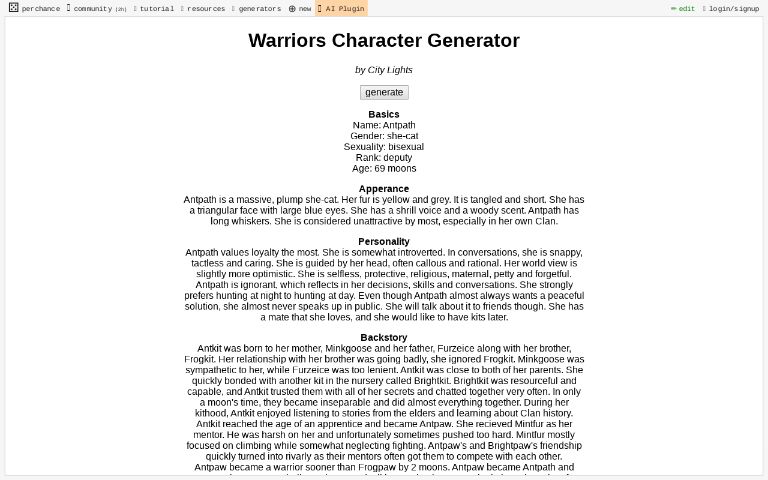 Warriors Character Generator