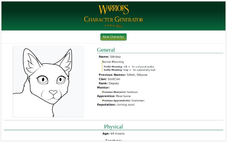 Warrior Cats Character Generator