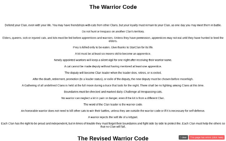 The Warrior Code ― Perchance Generator