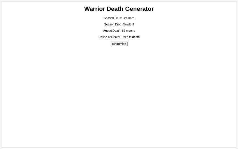 Warrior Death Generator