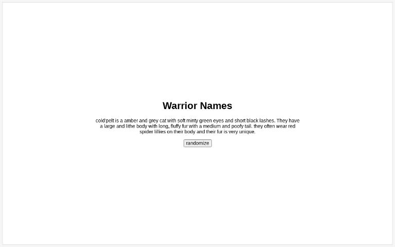 Warrior Names ― Perchance Generator