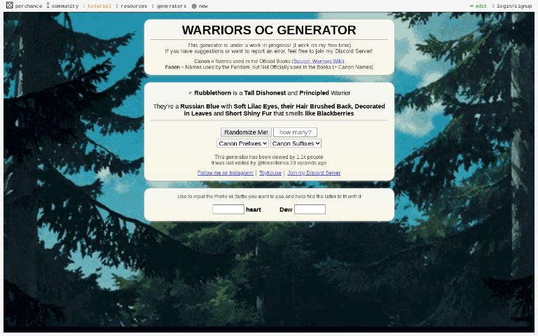 WARRIORS OC GENERATOR