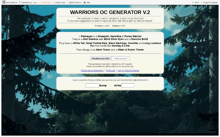 WARRIORS OC GENERATOR V.2
